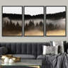 IDEA4WALL Framed Canvas Print Wall Art Woodland Nursery Decor Set Misty Dark Mountain Forest ...